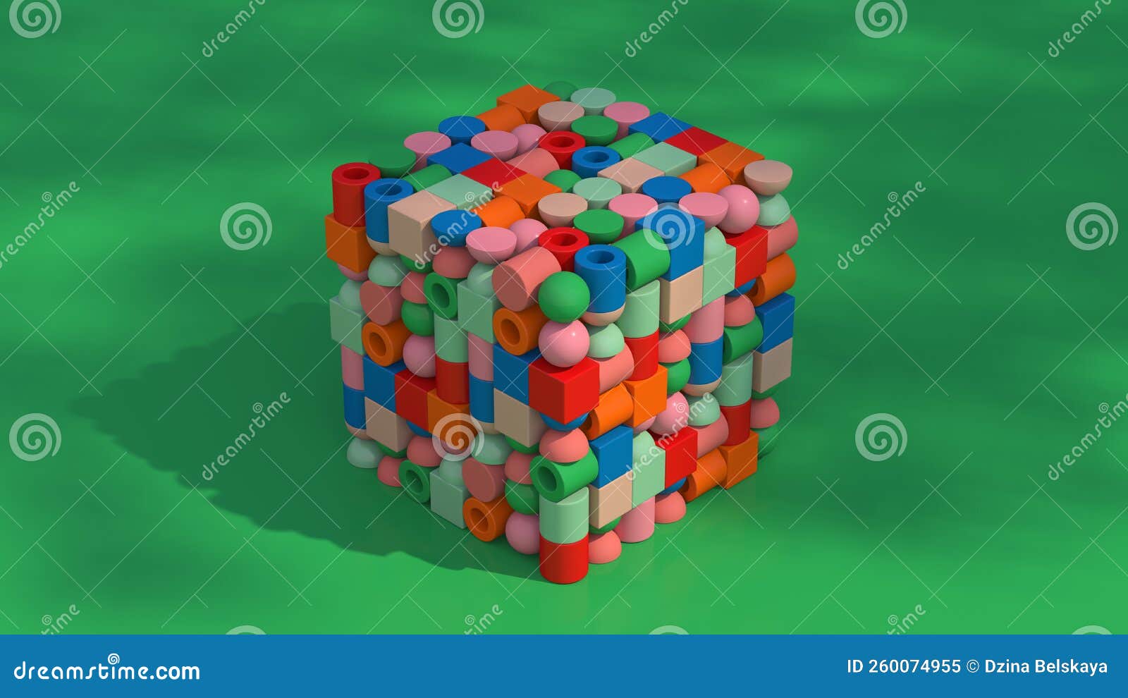 Bright Cube, Group of Colorful Geometric Shapes. Abstract Illustration ...