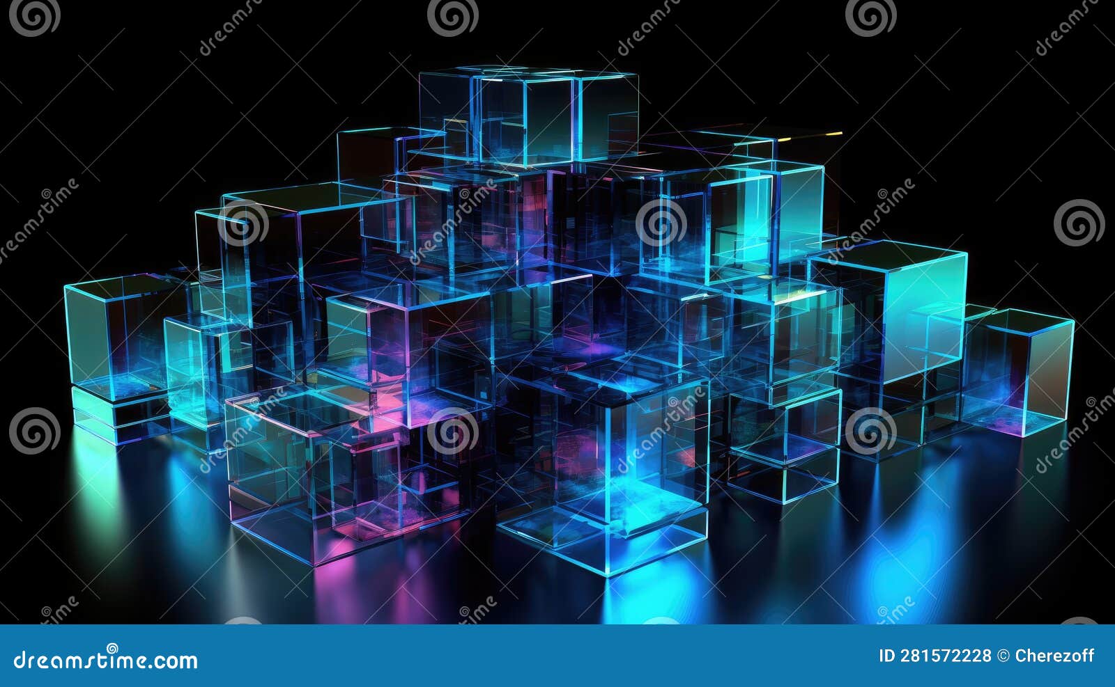 Bright Cubes on a Dark Background Stock Illustration - Illustration of ...