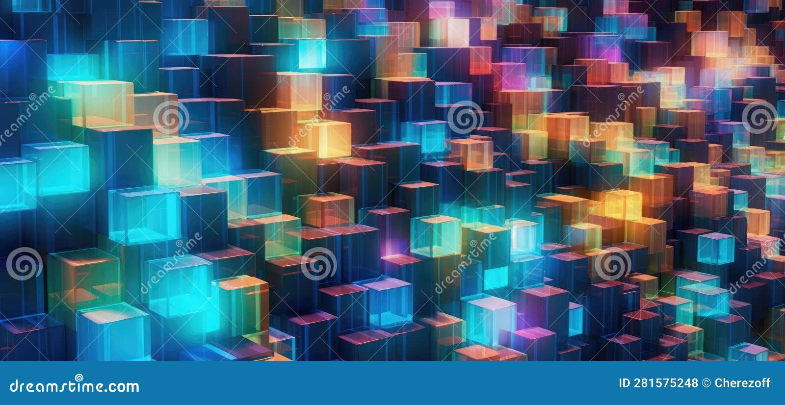 Bright Cubes on a Dark Background Stock Illustration - Illustration of ...