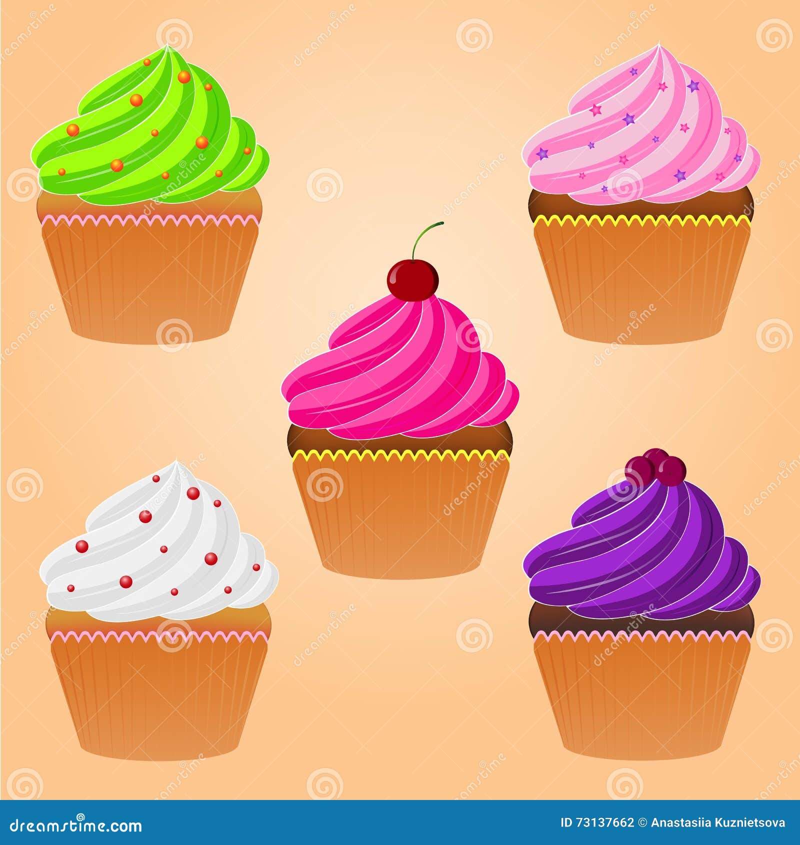 Bright Cupcakes stock vector. Illustration of chocolate - 73137662