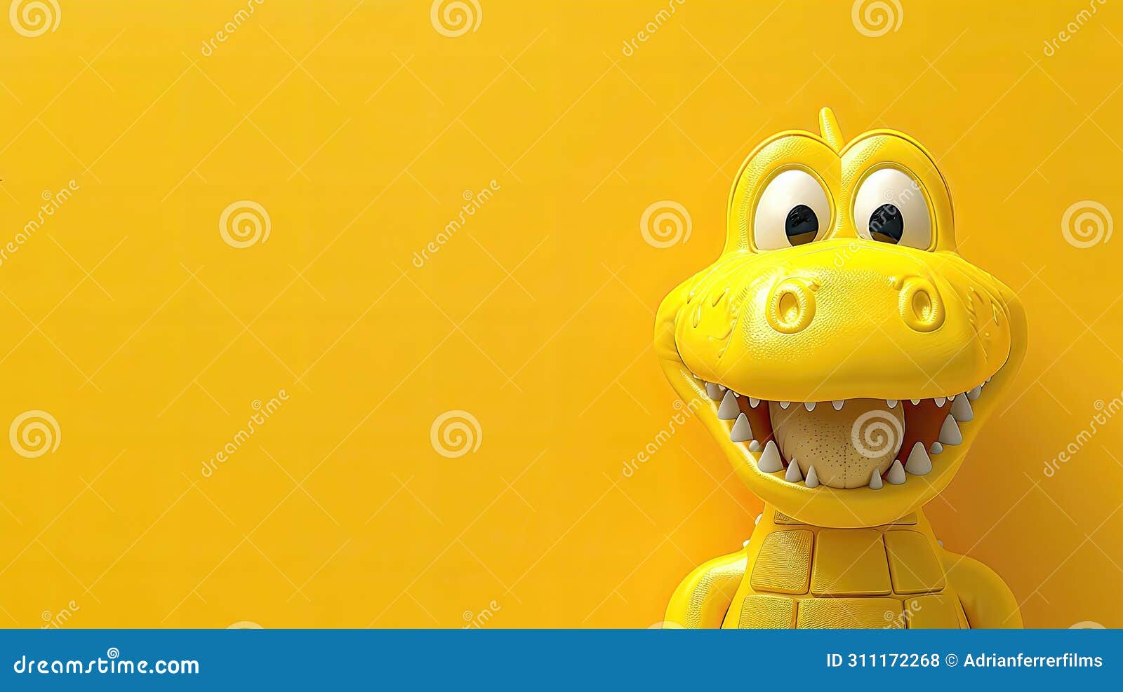 Bright 3D Cartoonish Crocodile on Yellow Background. Stock Illustration ...