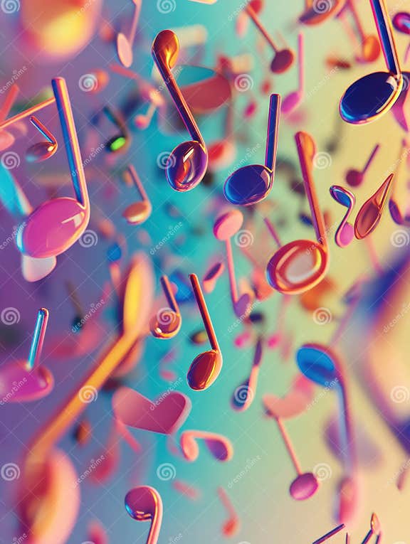 Colorful 3D Music Notes Floating in a Vibrant Abstract Background ...