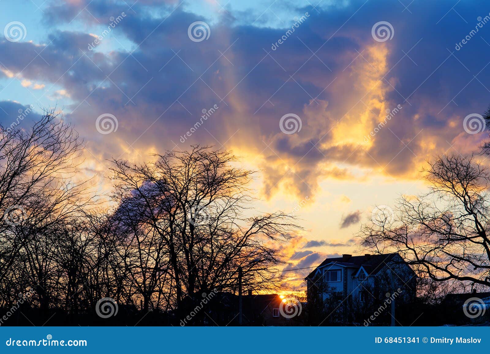 Bright Dawn on the Outskirts Stock Image - Image of sunlight, morning ...