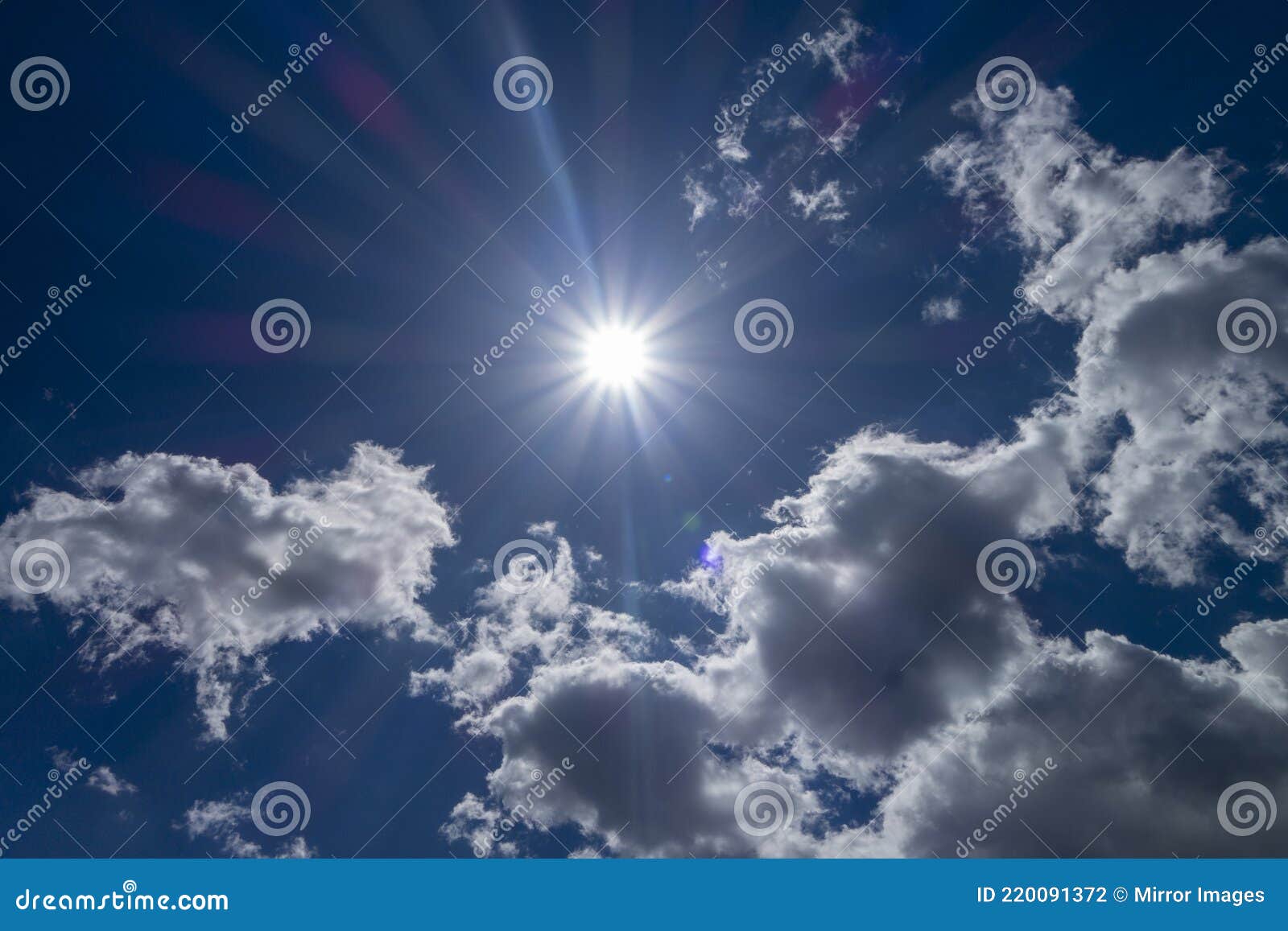 Bright Daylight Sun in Blue Sky with Clouds Stock Photo - Image of ...