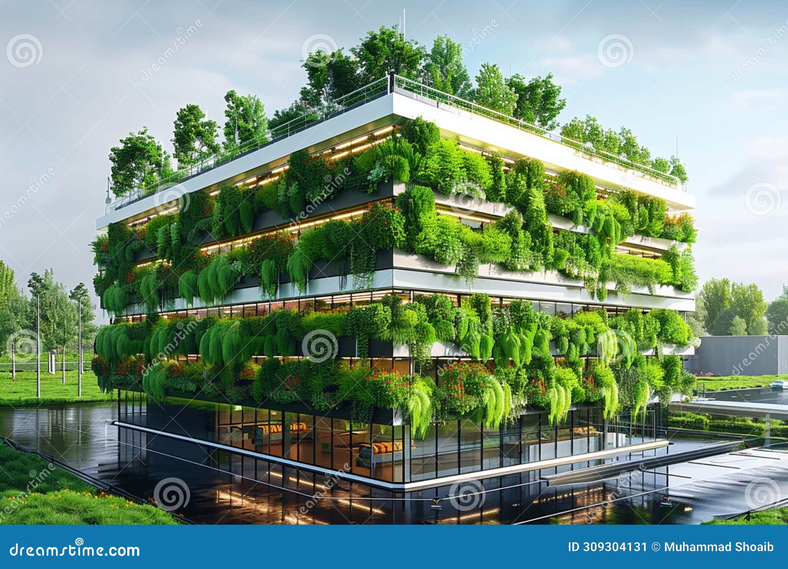 Bright Daytime View of Vertical Farm Exterior, Emphasizing Innovative ...
