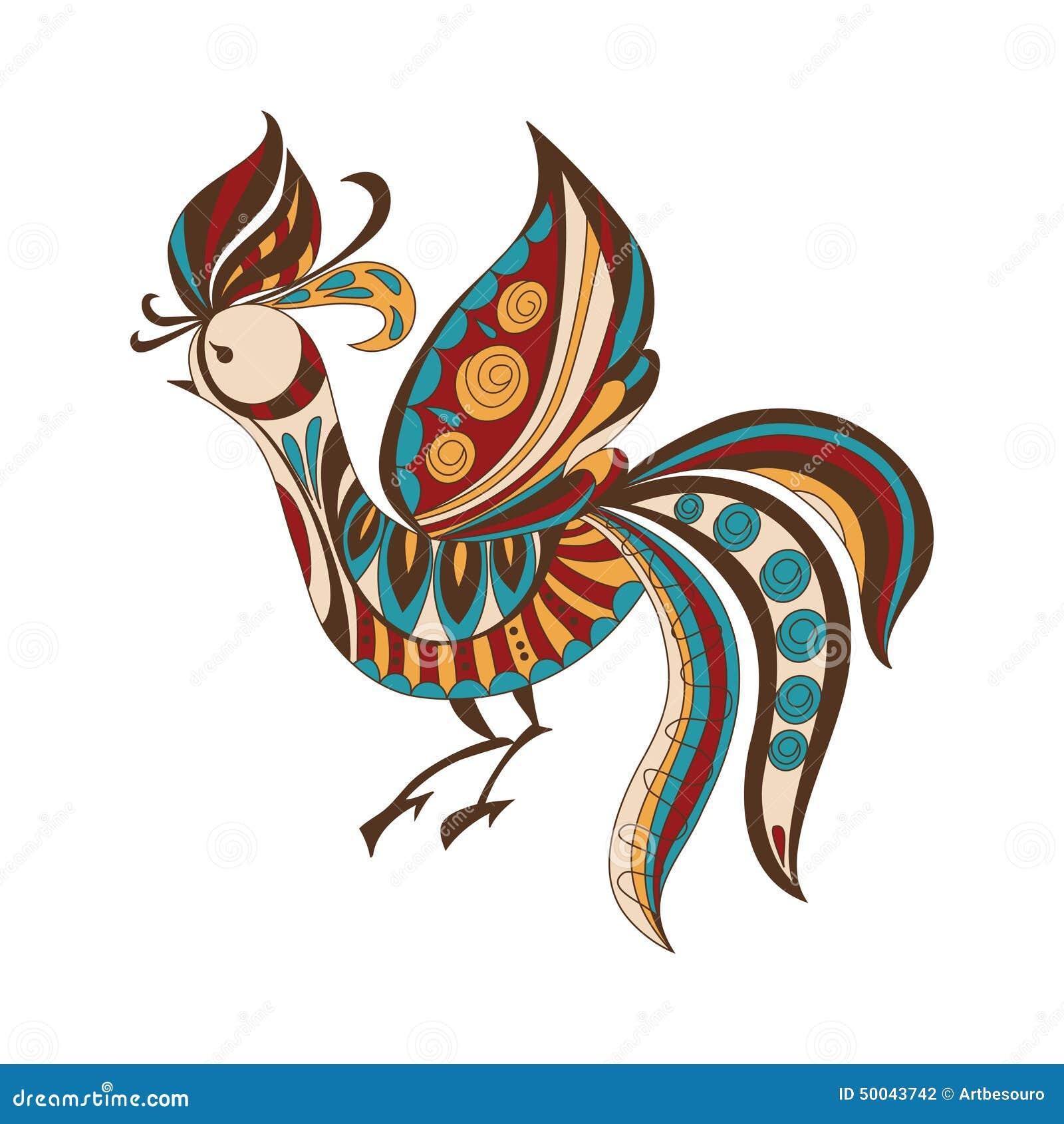 Bright Decorative Bird. Vector Illustration Stock Vector - Illustration ...