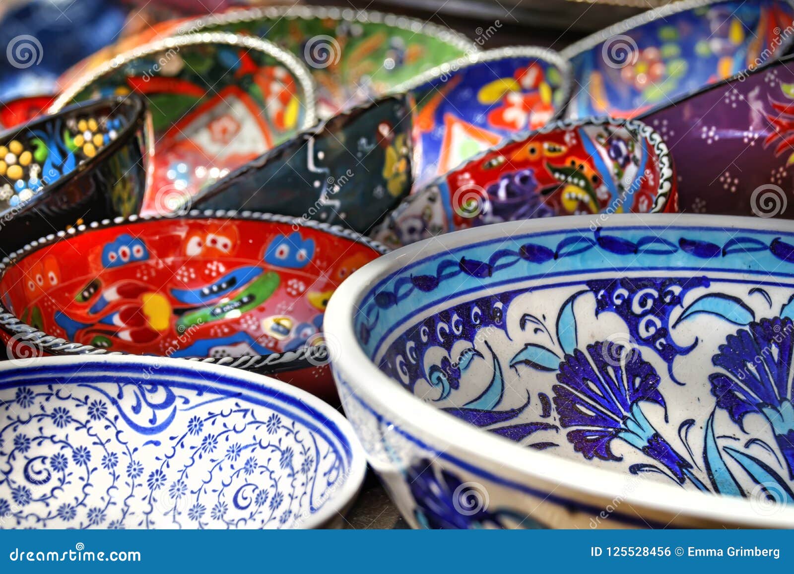 Bright Decorative Painted Ceramic Plates Editorial Photo - Image of ...