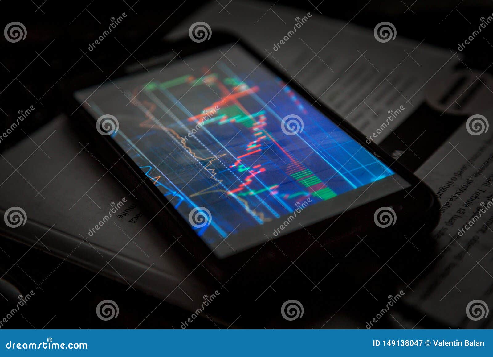 Bright Detailed Chart on a Phone Screen Stock Image - Image of graphic ...