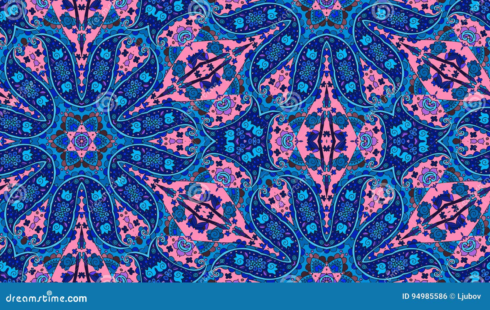 Bright Detailed Floral And Paisley Seamless Pattern Stock Vector