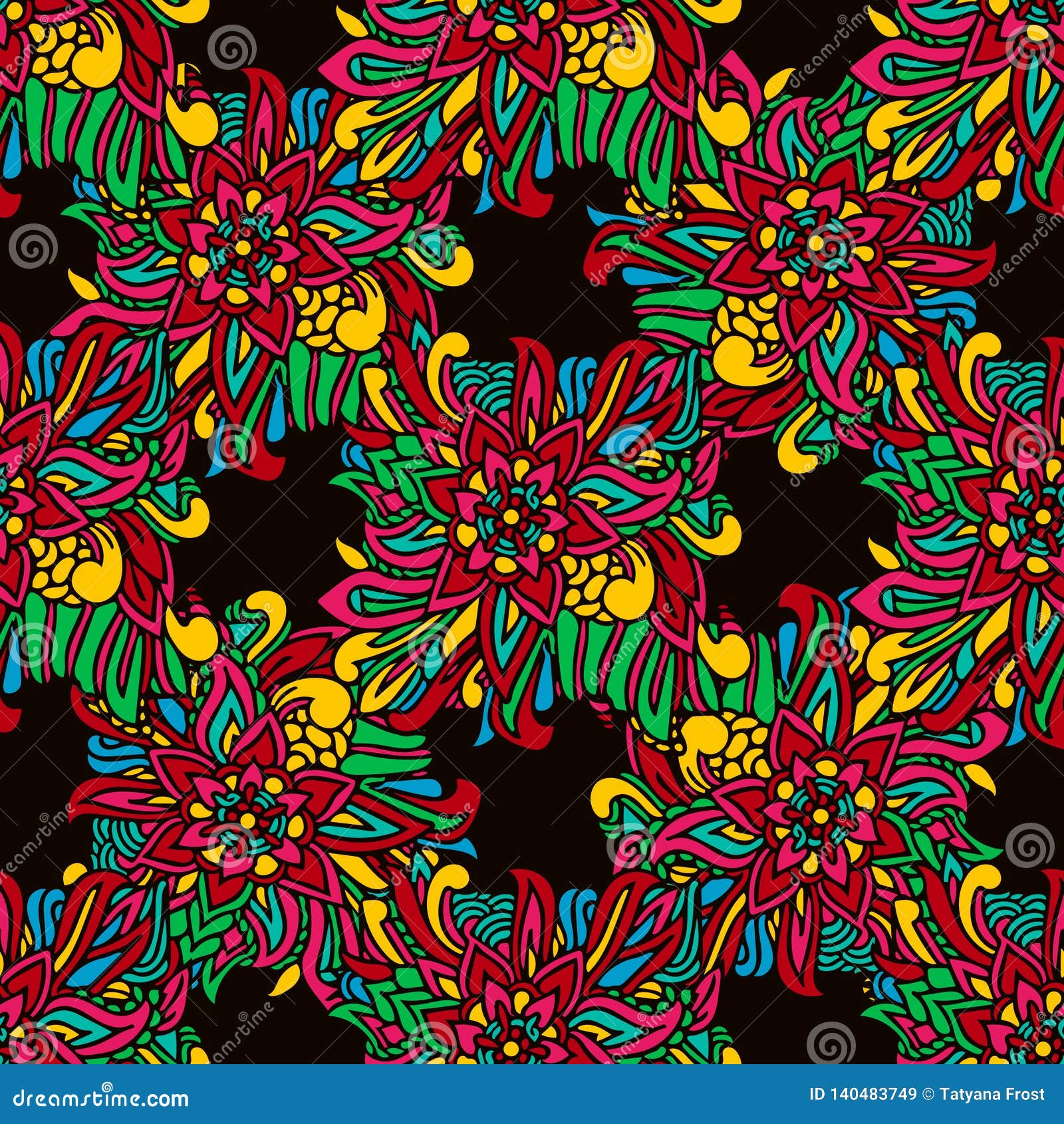 Seamless Pattern with Indian Ethnic Elements Stock Illustration ...