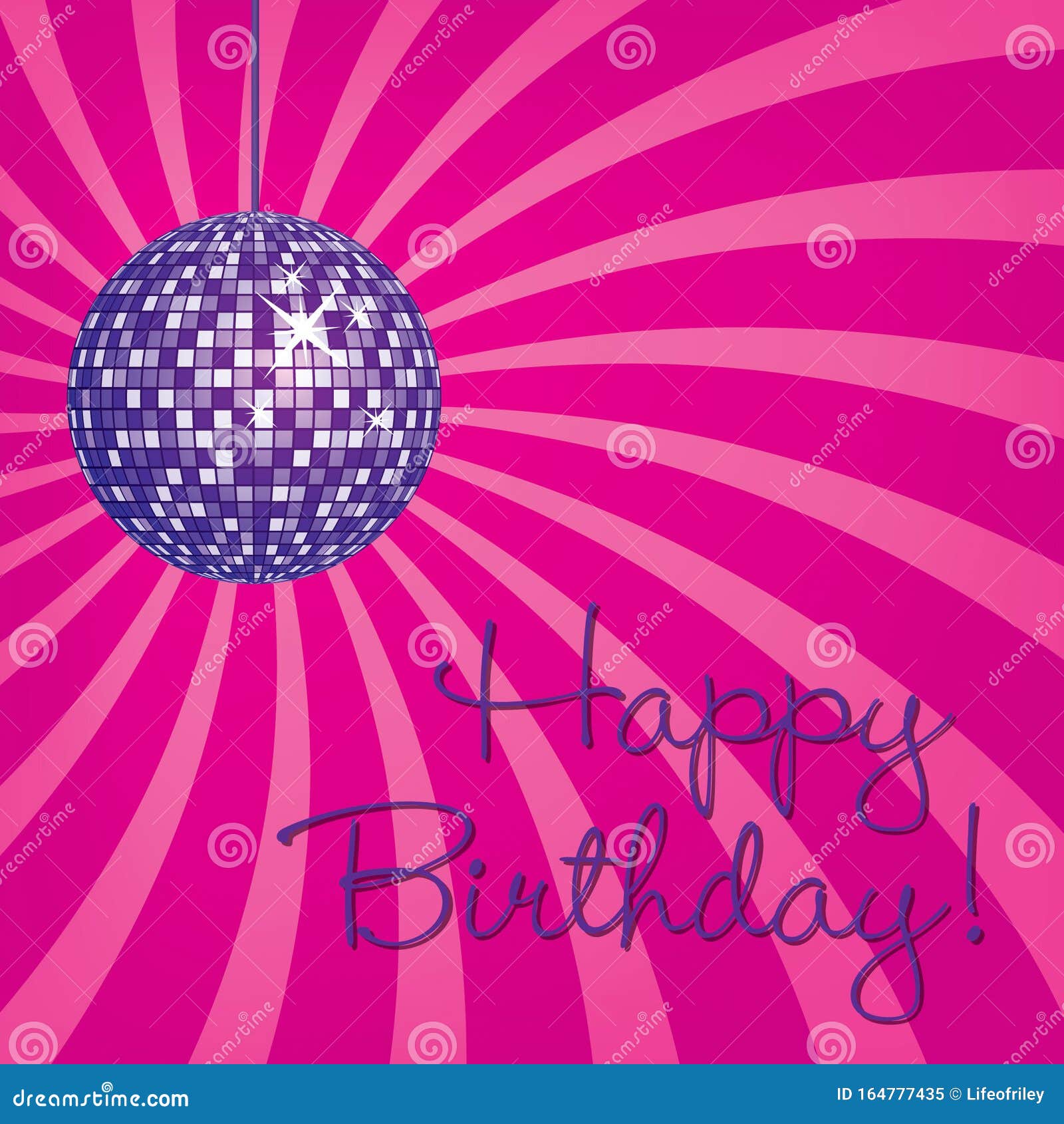 Bright Disco Ball Happy Birthday Card Stock Vector - Illustration of ...