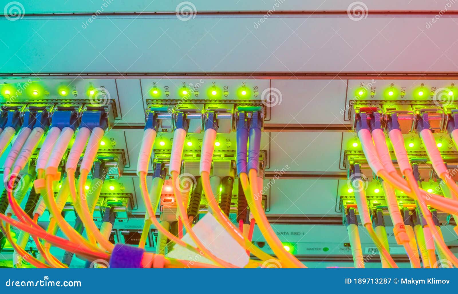 A Bright Display on the Central Router Which is in Datacenter Server ...