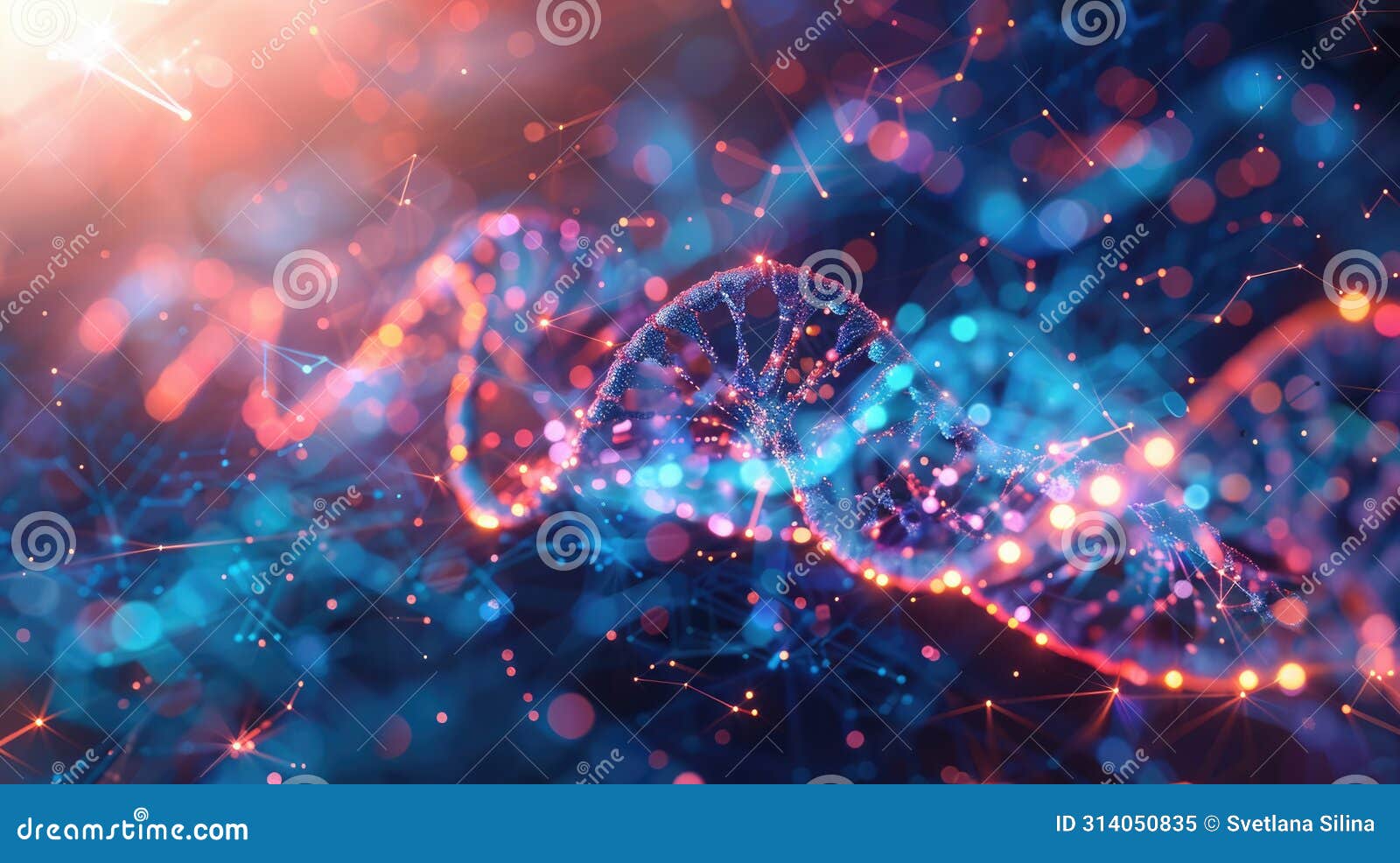 DNA Helices With Glowing Nodes Illustrate CRISPR And Gene Editing Tech ...