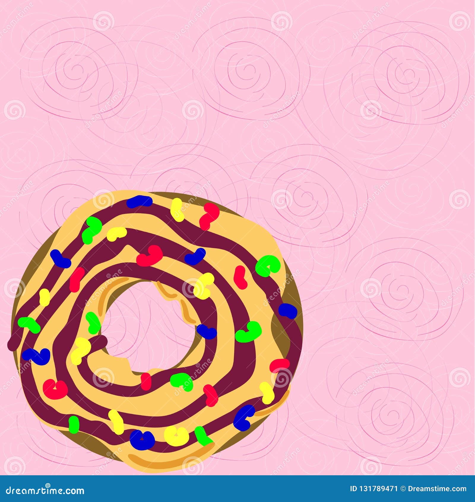 Bright Donut with Colored Glaze on an Abstract Background Stock Vector ...