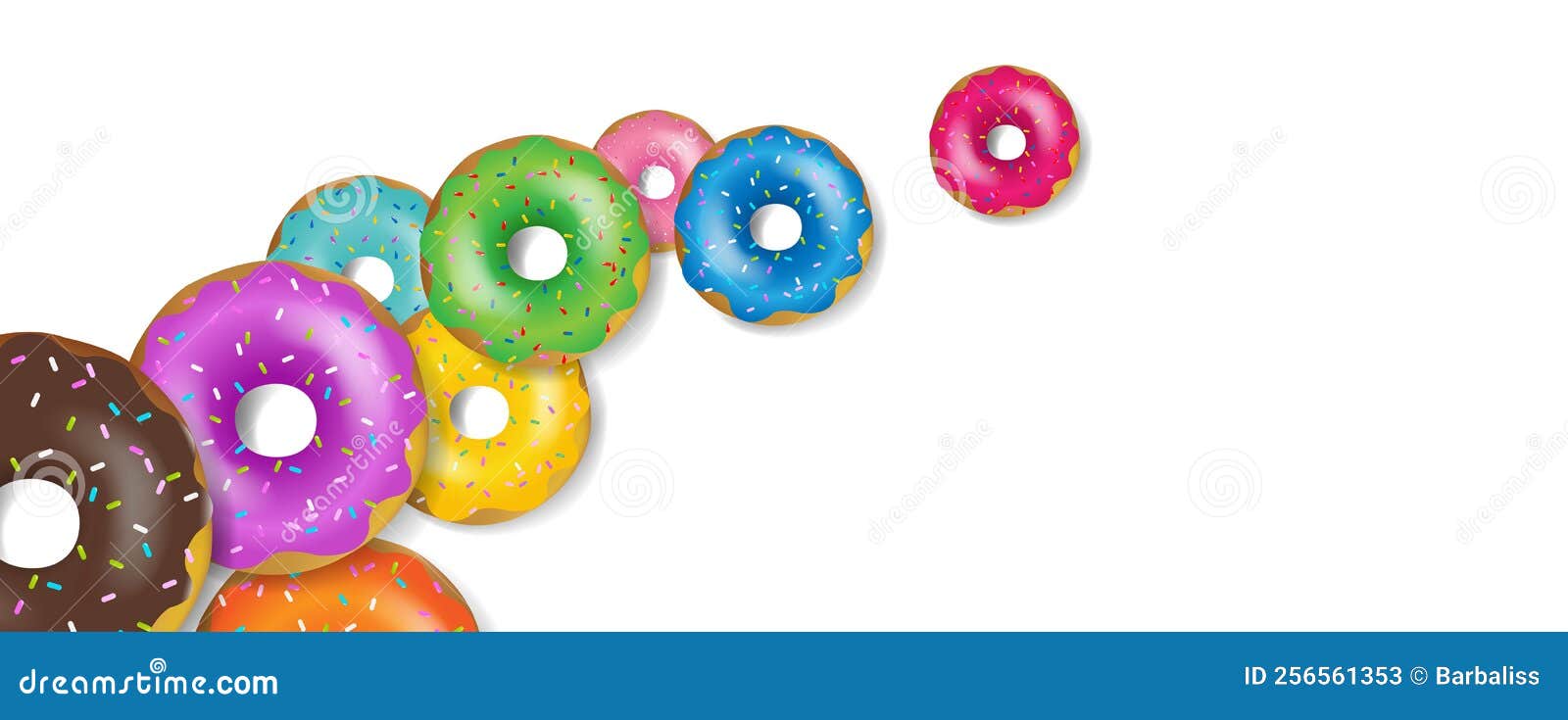 Bright Donuts Border Isolated and White Background Stock Vector ...