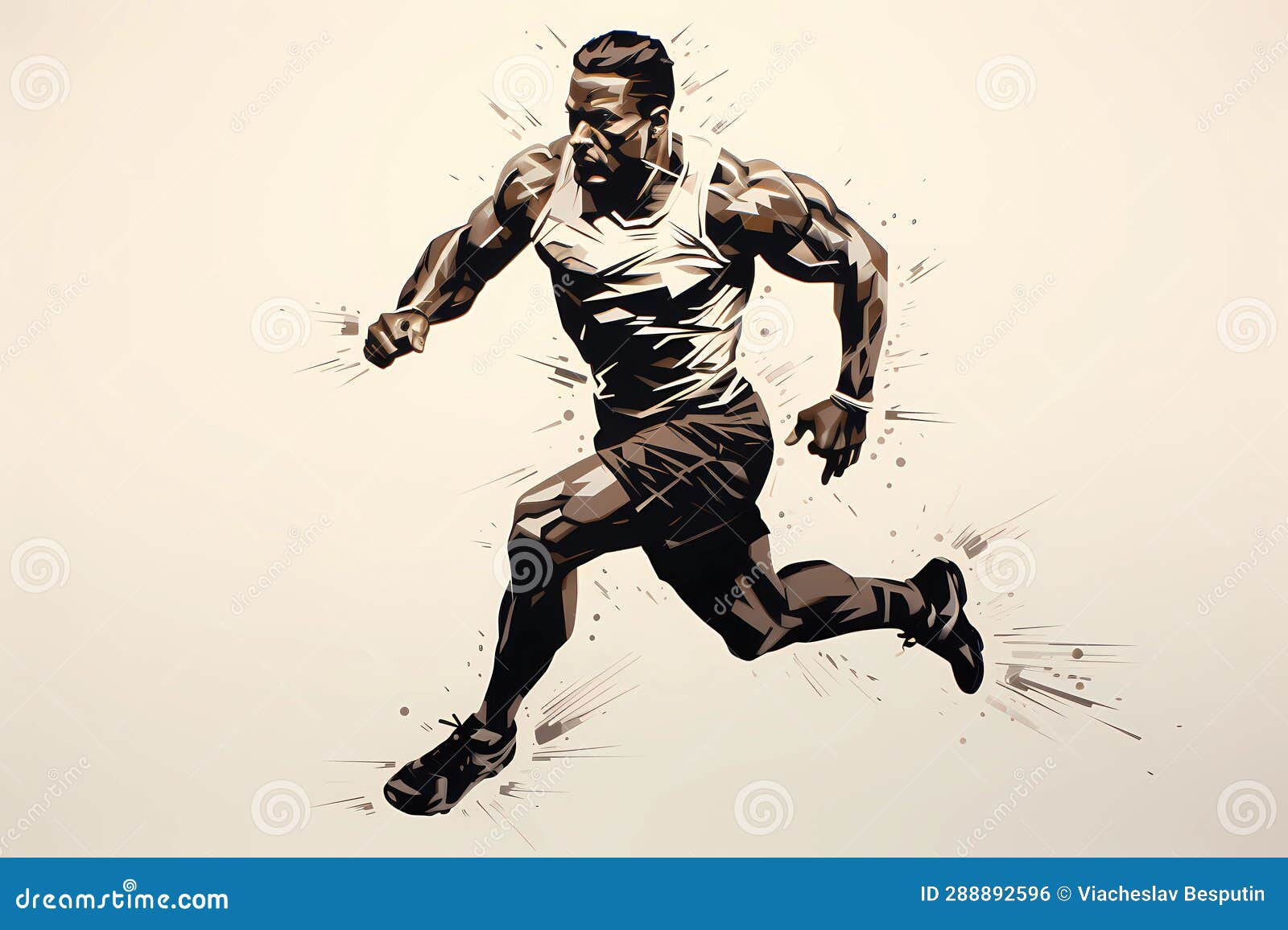 Bright Drawing of an Athlete Runner on a Marathon. Ai Generated Stock ...