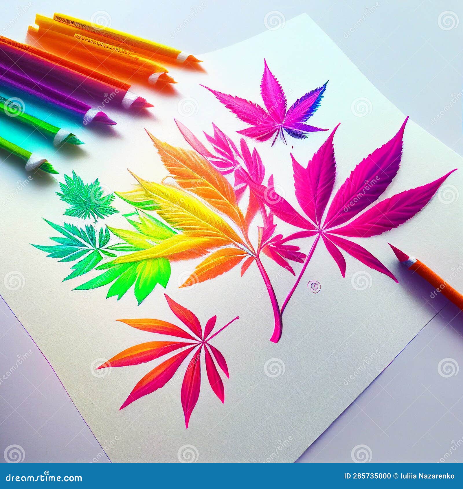 Bright Drawing of Hemp on Paper. AI Generated Stock Illustration ...