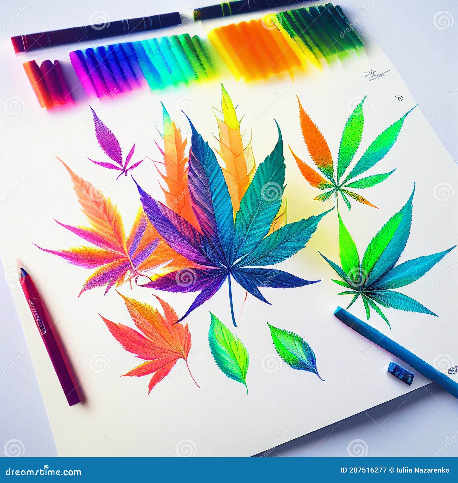 Bright Drawing of Hemp on Paper. AI Generated Stock Image - Image of ...