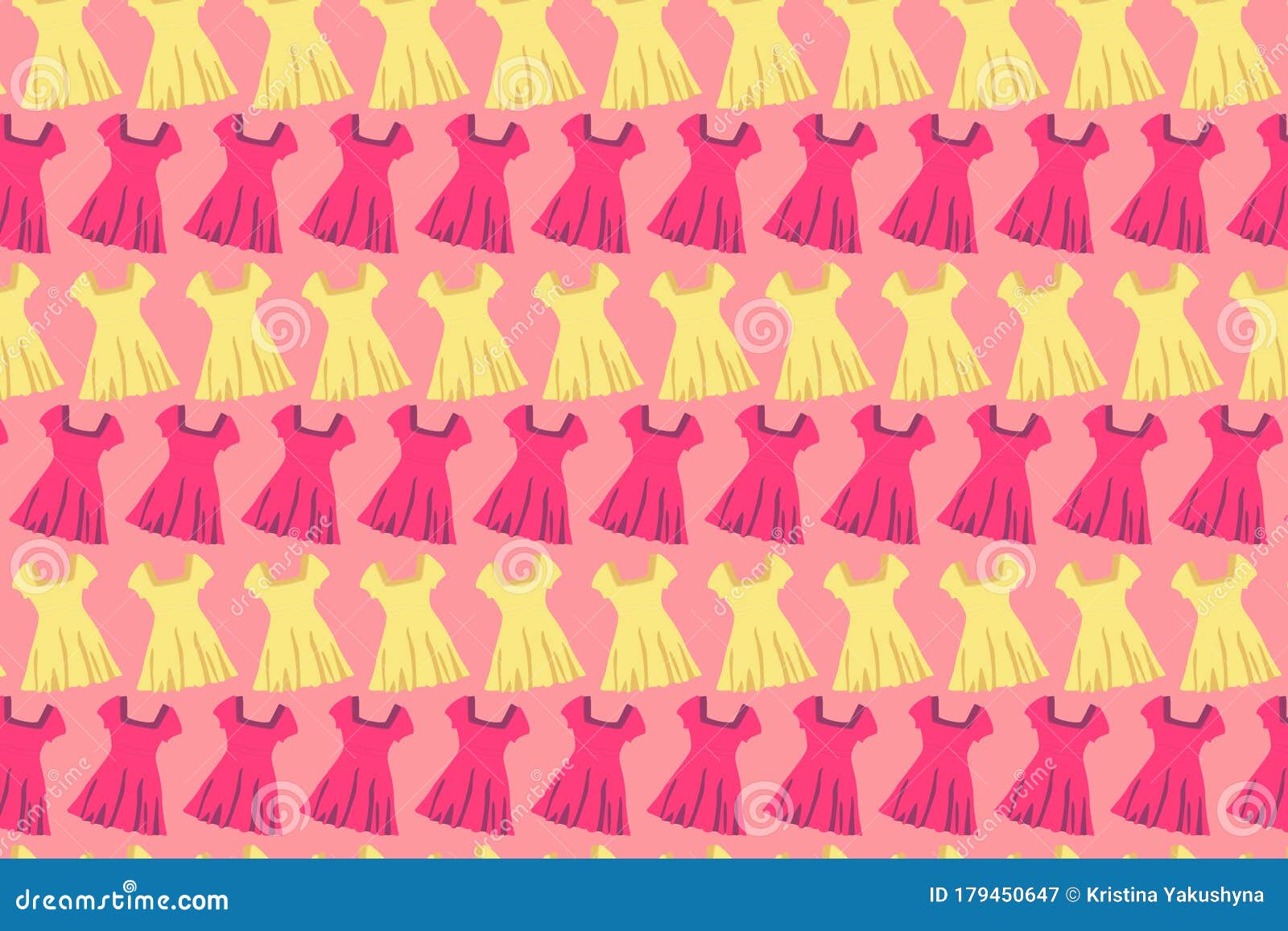 Bright Dress Pattern. Pink And Yellow Dresses On A Pink Background ...