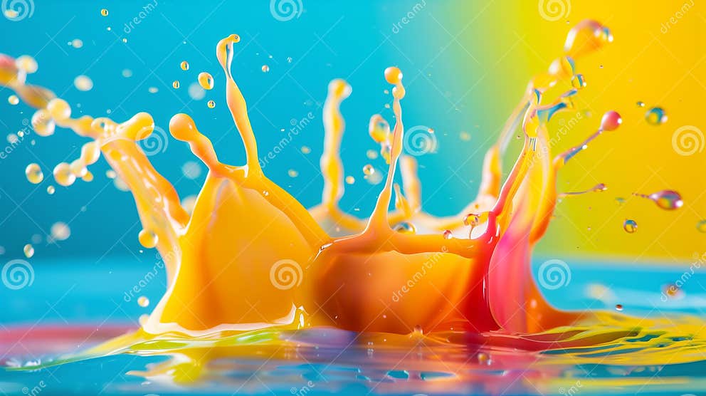 Bright Drops of Multi-colored Liquid that Explode and Splash in ...