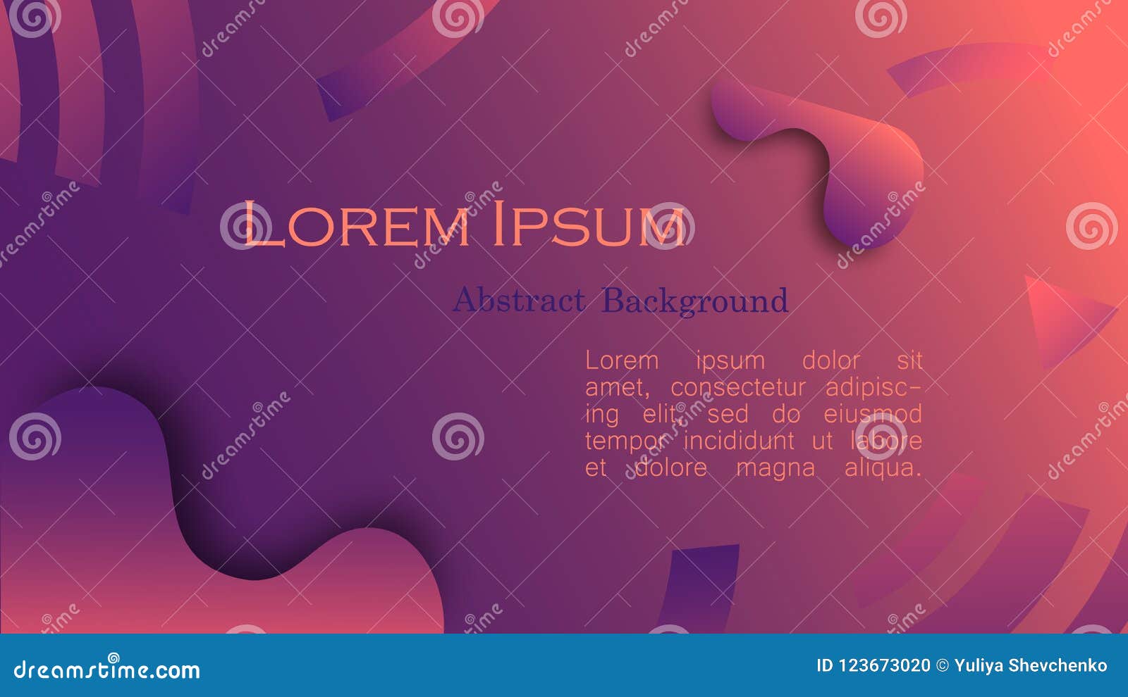 Bright Duotone Background and Fluid Abstract Shape Stock Vector ...