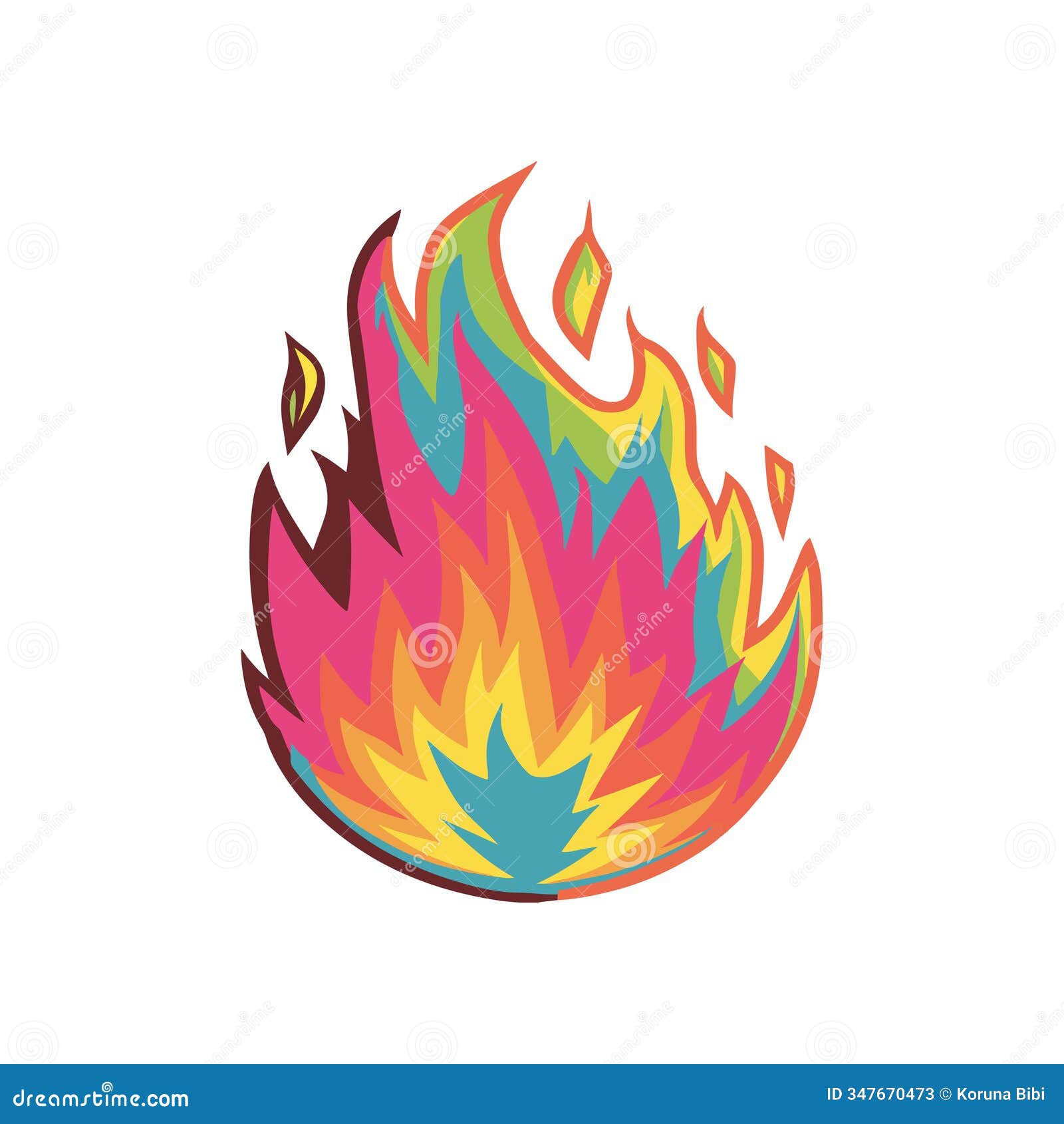 Bright and Dynamic Colorful Fire Flames Vector Art Stock Illustration ...