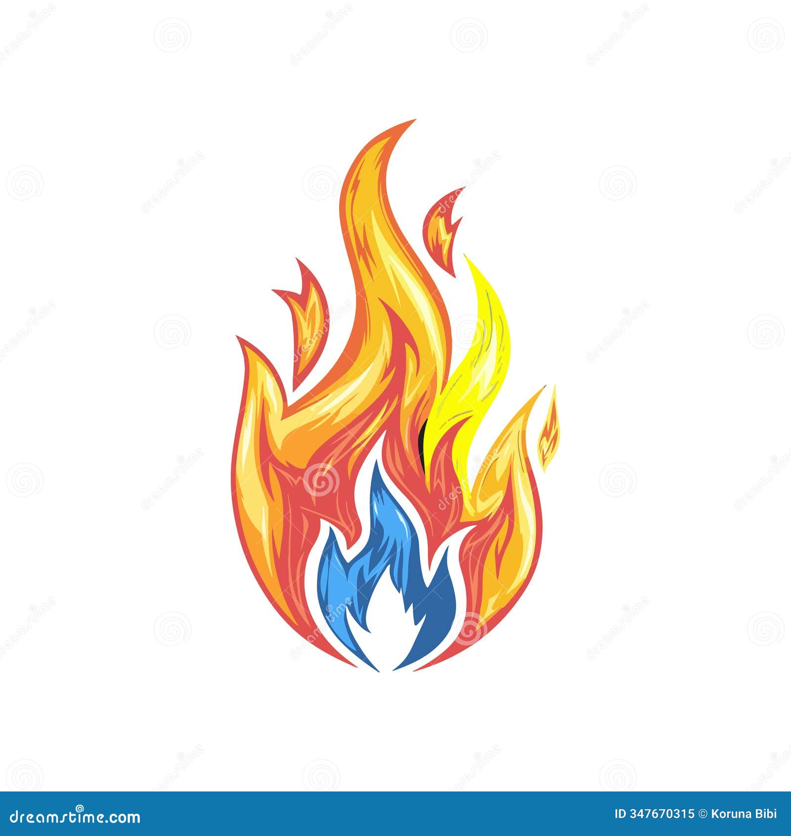 Bright and Dynamic Colorful Fire Flames Vector Art Stock Illustration ...