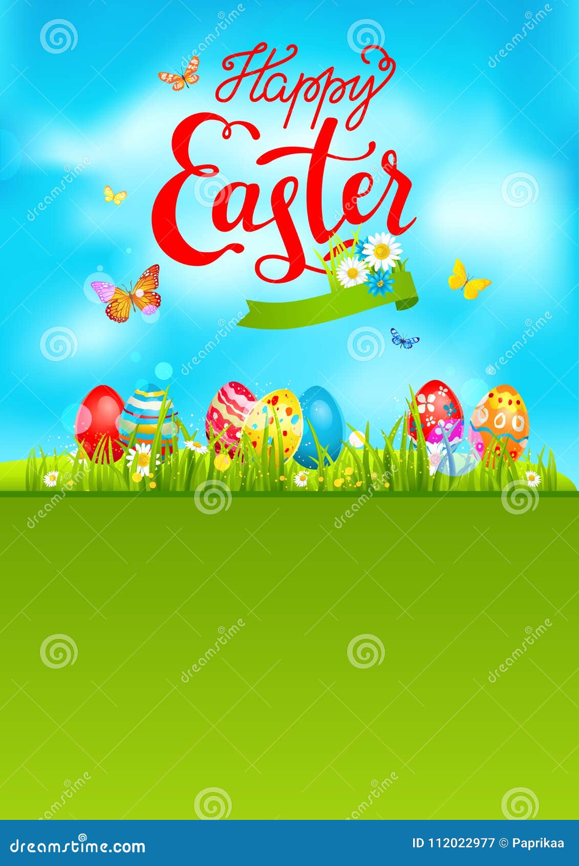 Grass Bright Blue Easter Card Stock Vector - Illustration of ...