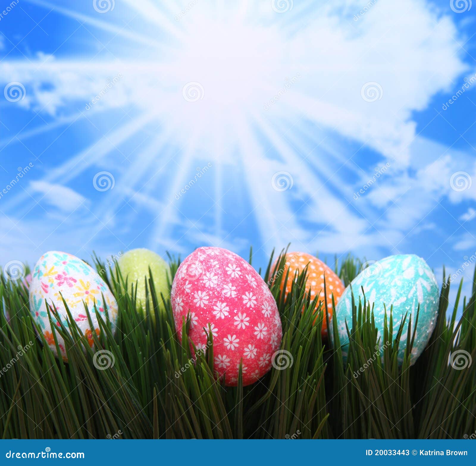 Bright Easter Spring Eggs in the Grass Stock Image - Image of happy ...