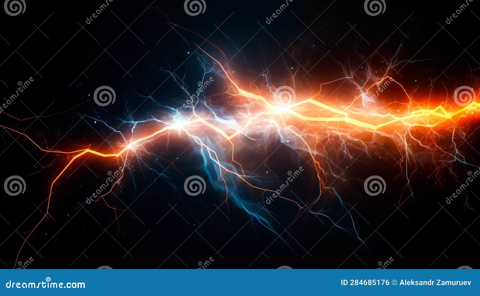 Bright Electrical Spark on a Dark Blue Background. Ai Generated Stock ...