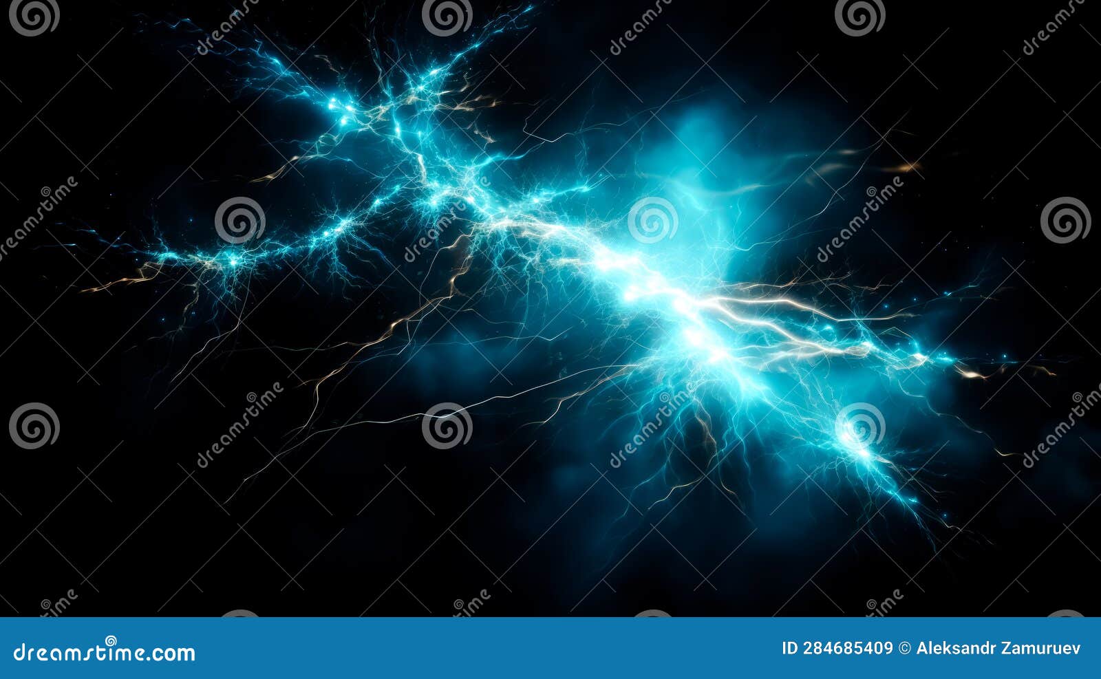 Bright Electrical Spark on a Dark Blue Background. Ai Generated Stock ...