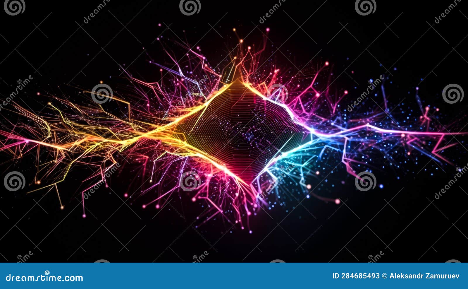 Bright Electrical Spark on a Dark Blue Background. Ai Generated Stock ...