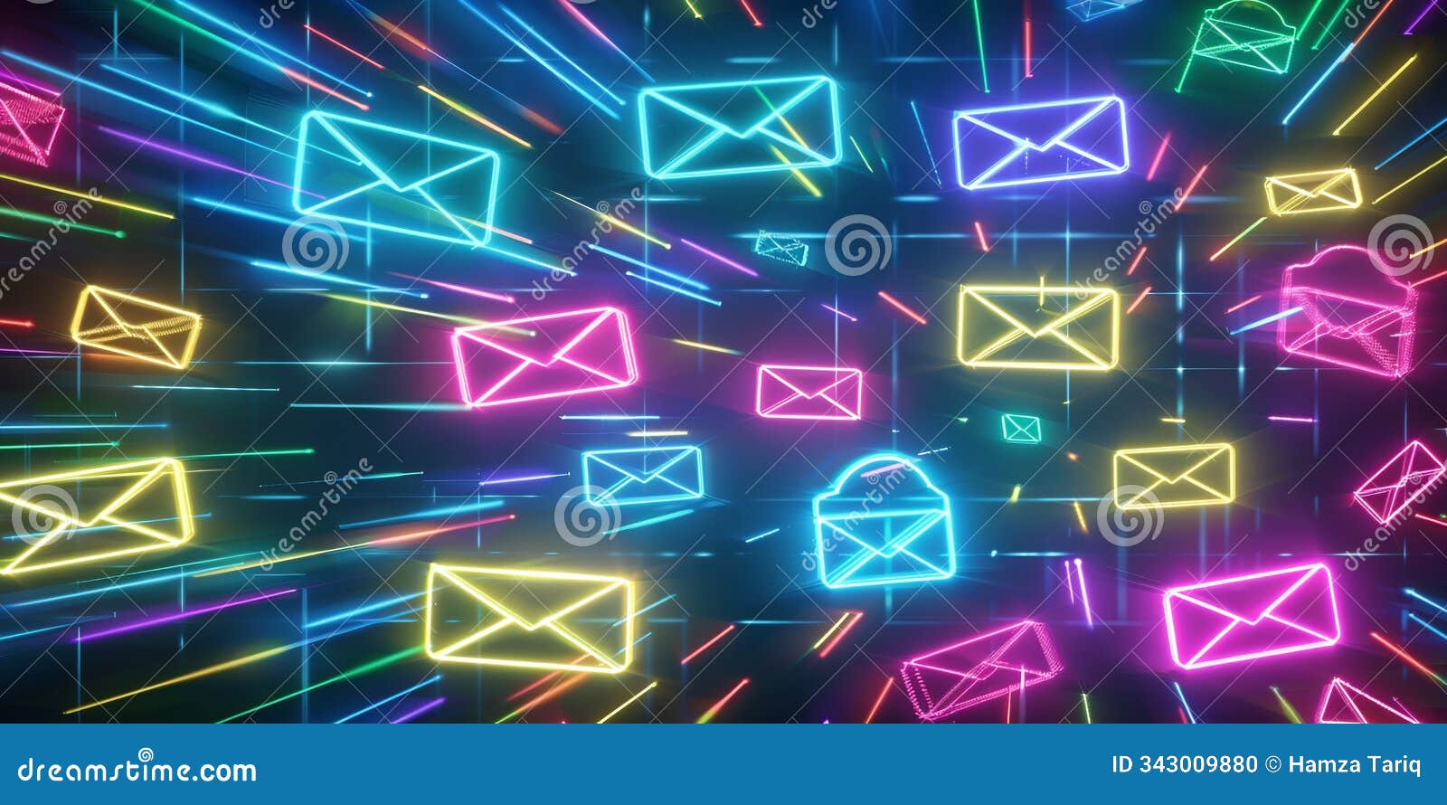 Bright Email Symbols on a Clean Poster with Text Zone Stock ...