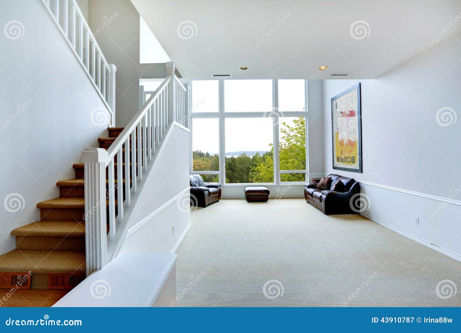 Bright Empty House Interior with Large Window Stock Image - Image of ...