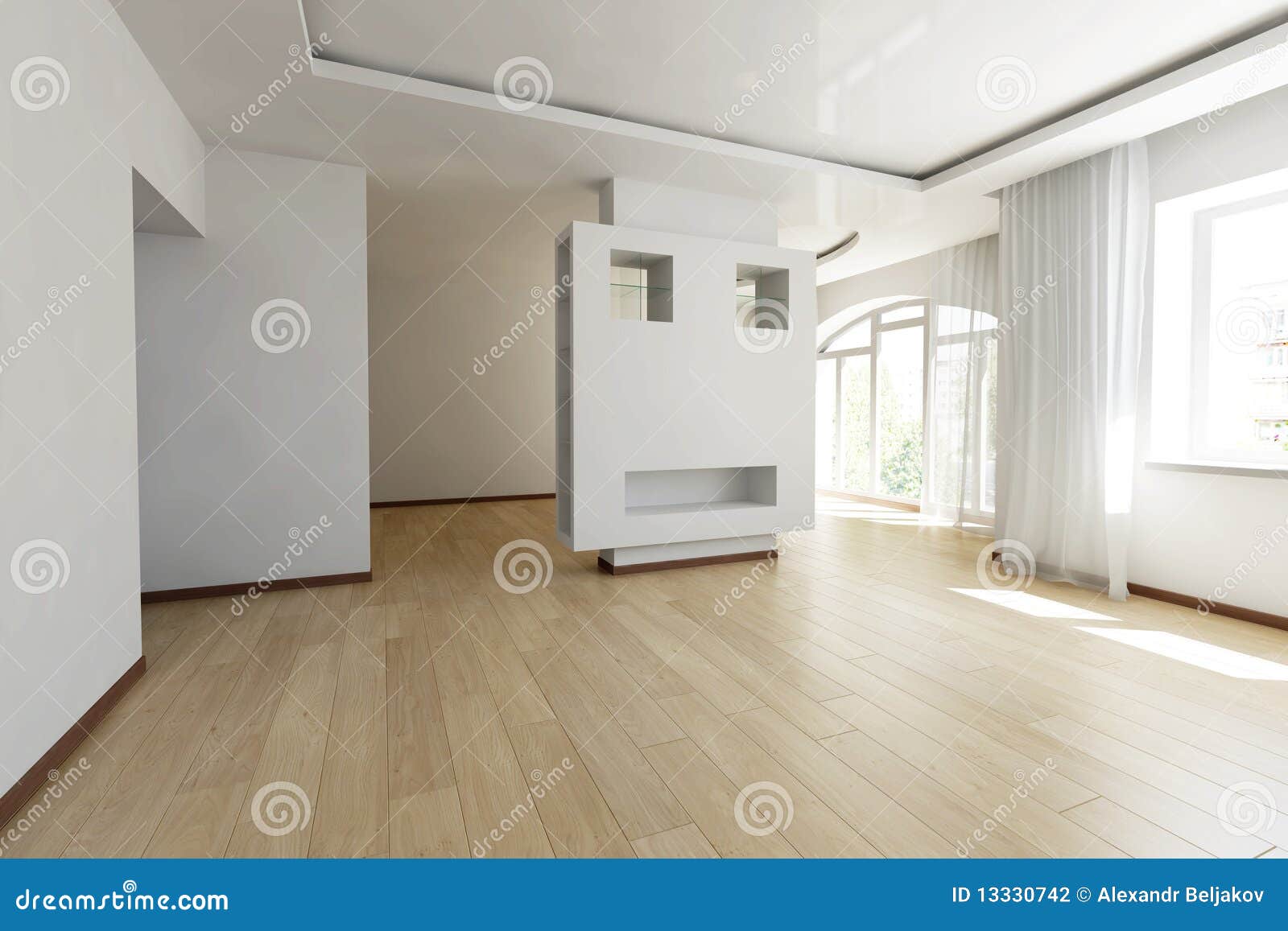 Bright empty room stock photo. Image of light, room, wood - 13330742