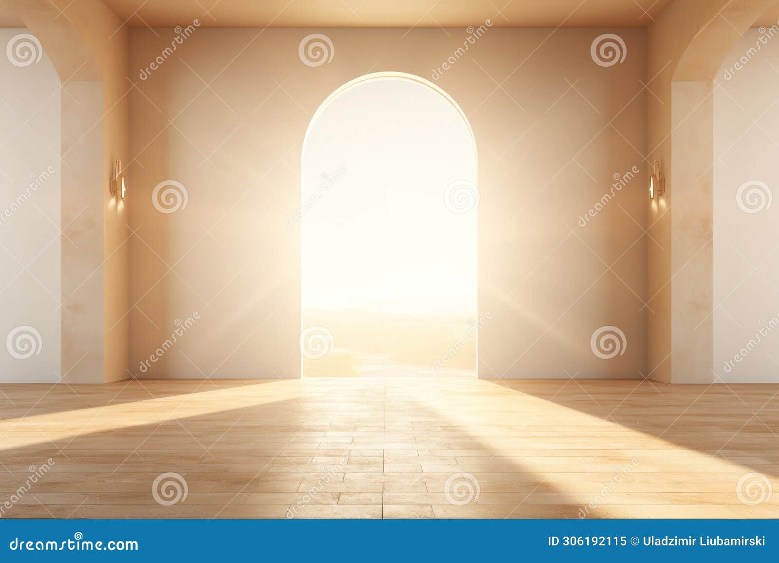 A Bright Empty Room with Bright Light Behind an Open Door. Generated by ...