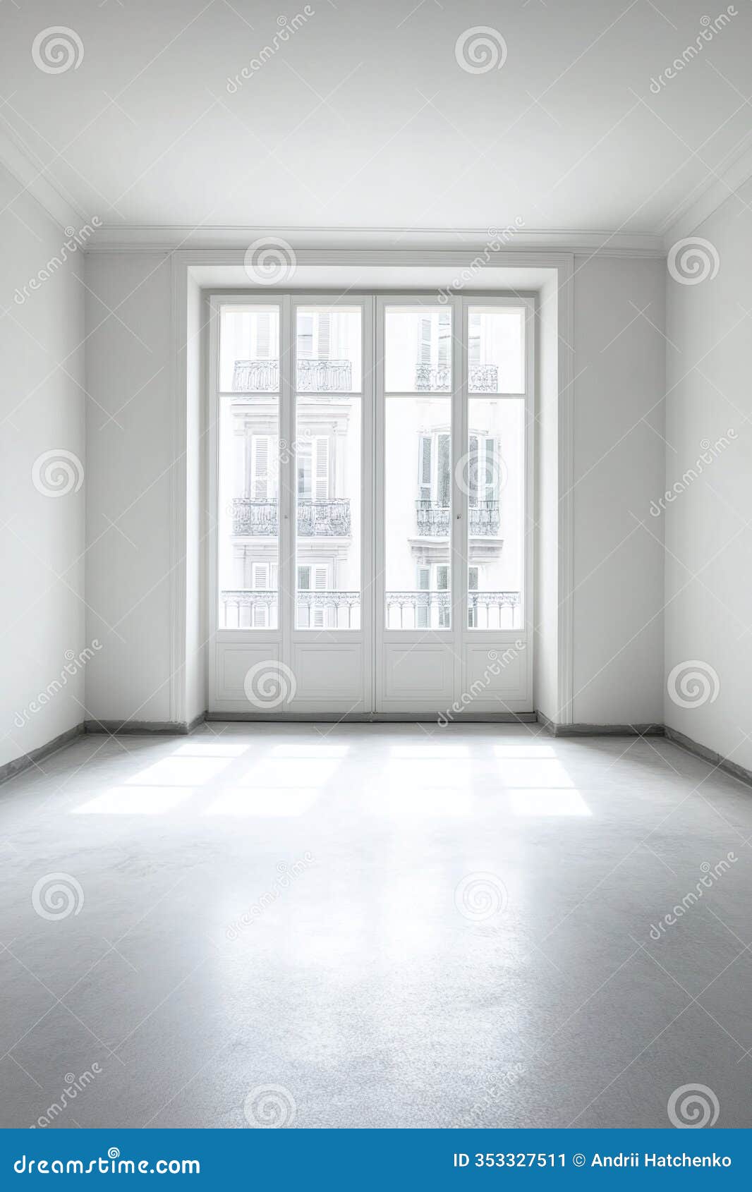 Bright Empty Room with Primed Walls in a Newly Constructed Home ...