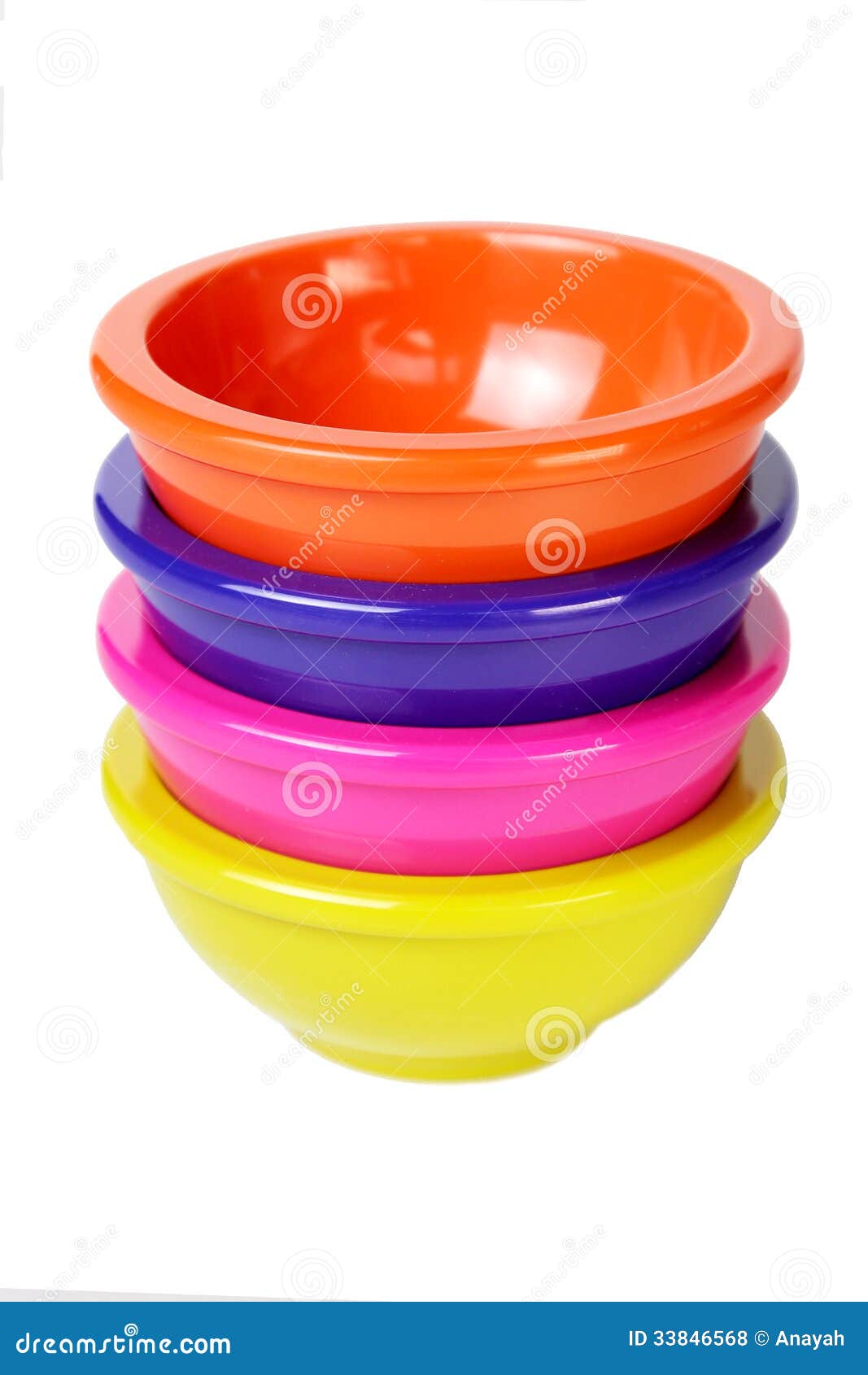 Bright Empty Stack of Colorful Bowls on White Background Stock Photo ...