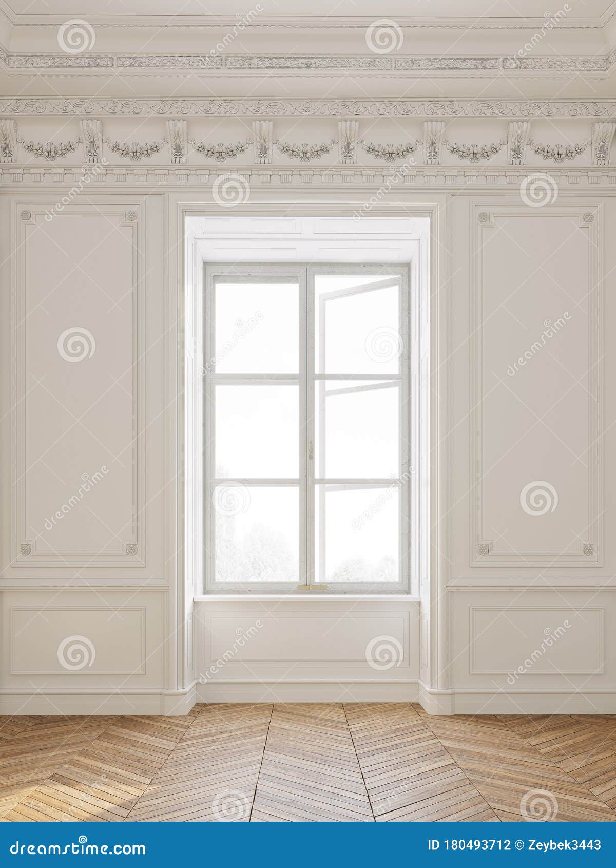 Windows With Wall Niches By The Kitchen Counter Inside An Empty House ...