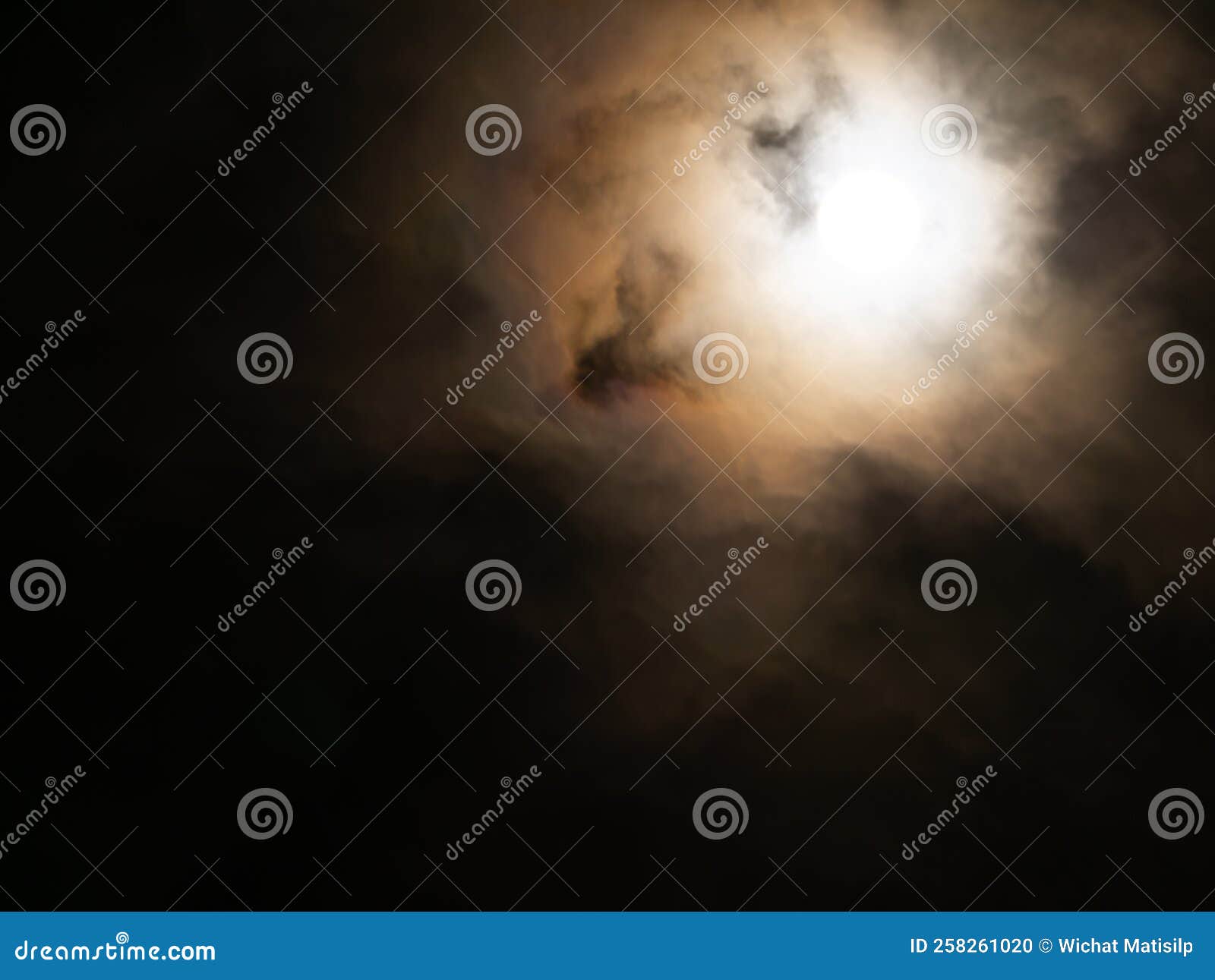 Bright Energy of the Moon Shines through the Clouds Stock Photo - Image ...