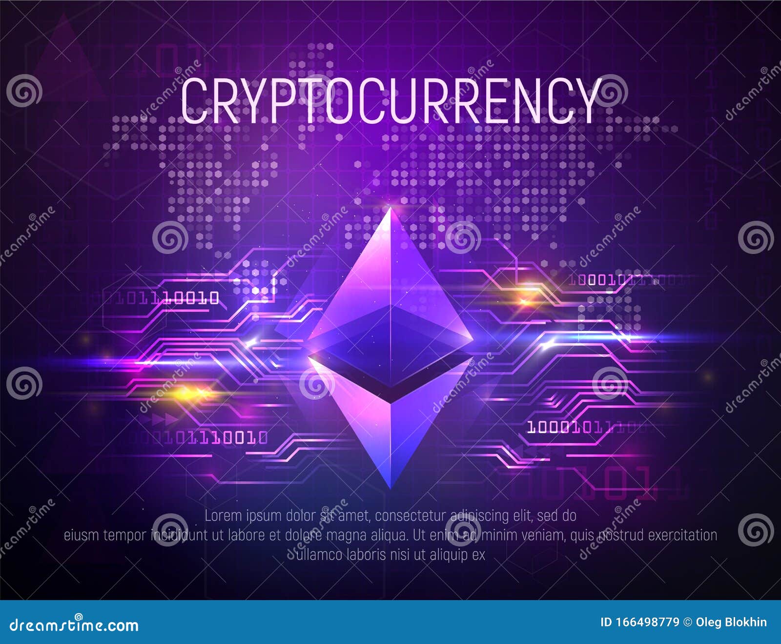 Bright Ethereal Ethereum Mining Technology Vector Background. Smart ...