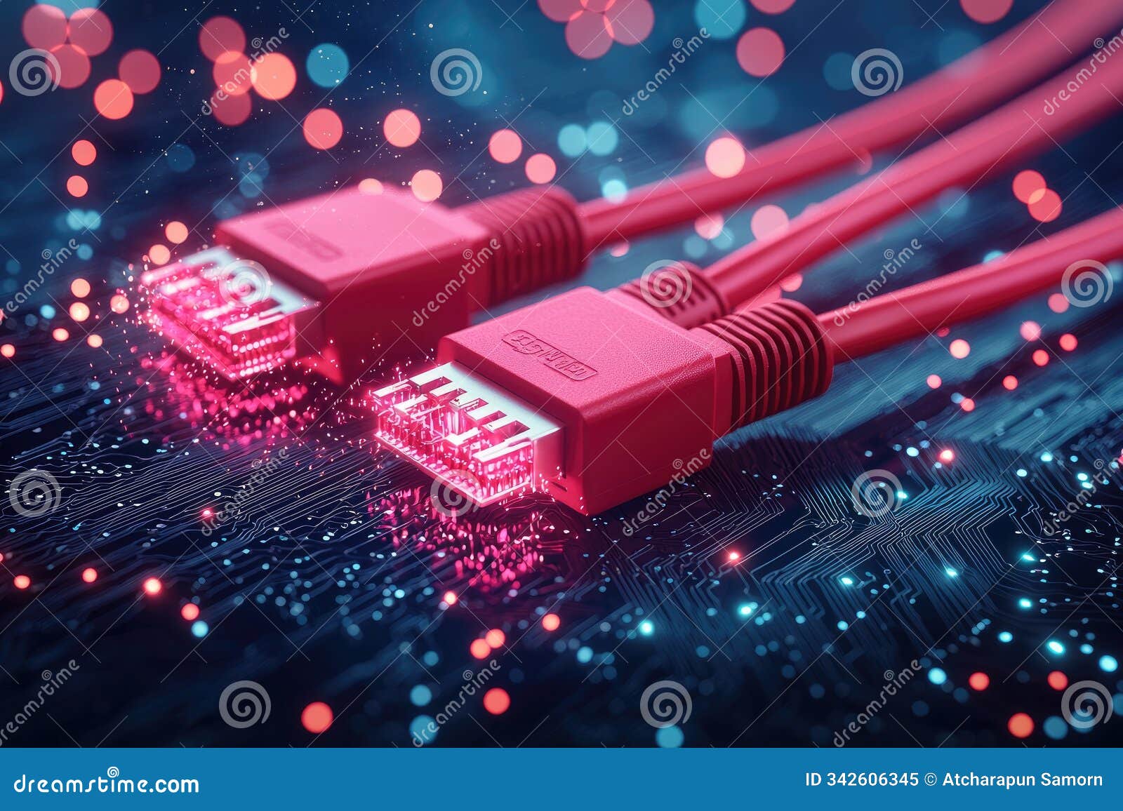 Bright Ethernet Cables on Circuit Board Background Stock Image - Image ...