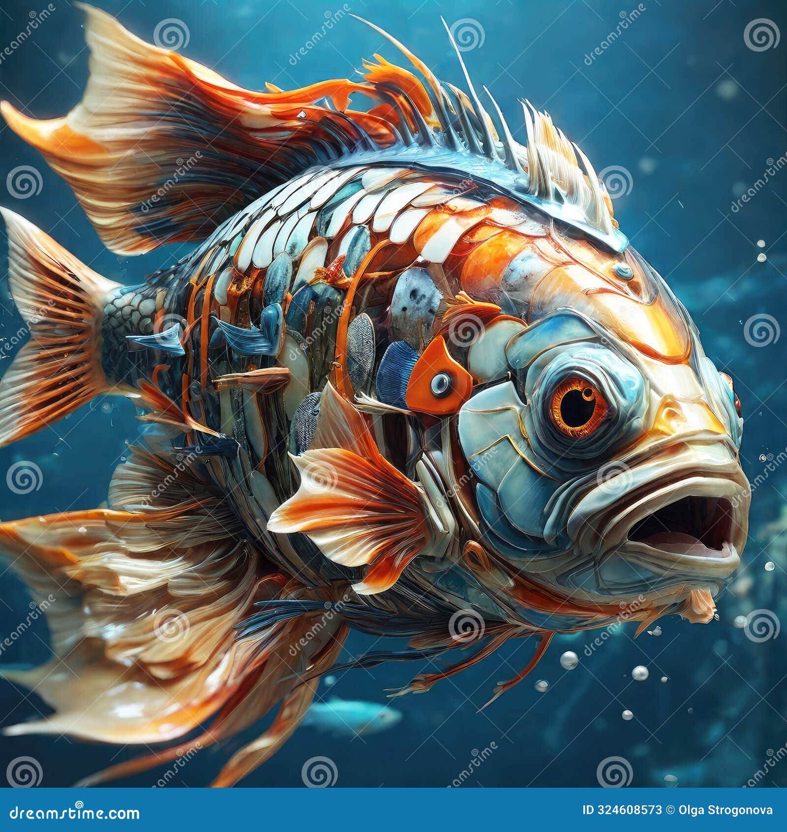 Bright Exotic Fantasy Fish Underwater Stock Image - Image of scalar ...