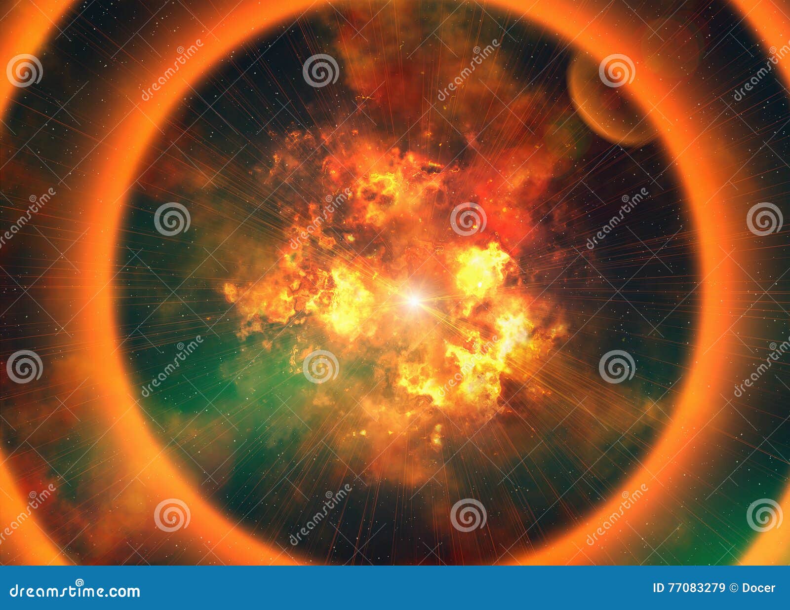 Bright Explosion Flash on a Black Background Stock Illustration ...