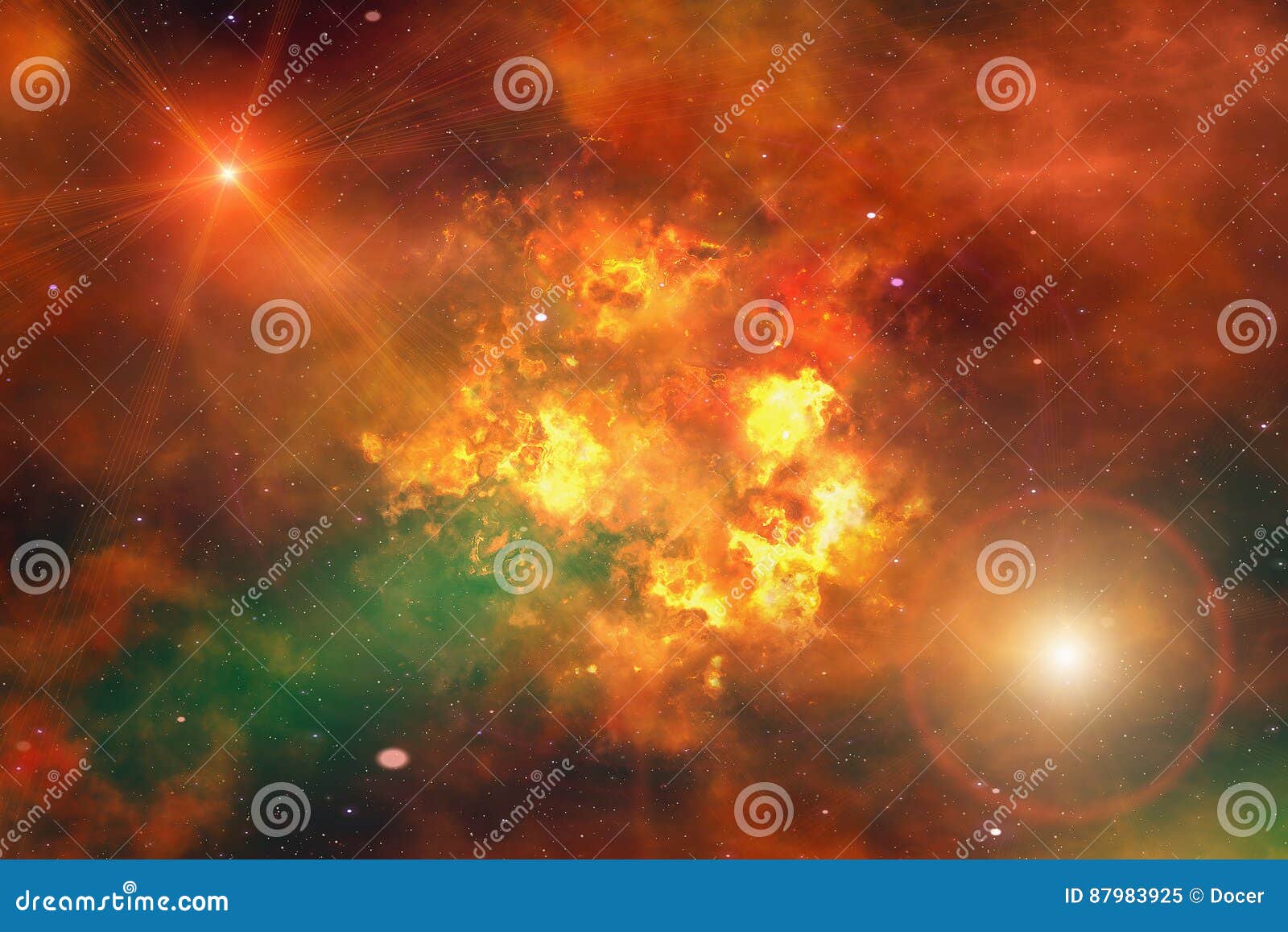 Bright Explosion Flash on a Space Background Stock Illustration ...