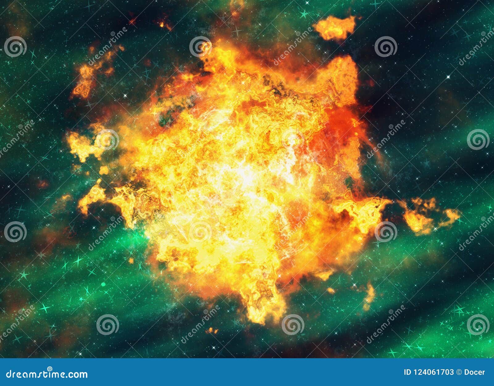 Bright Explosion Flash on Space Background Stock Illustration ...