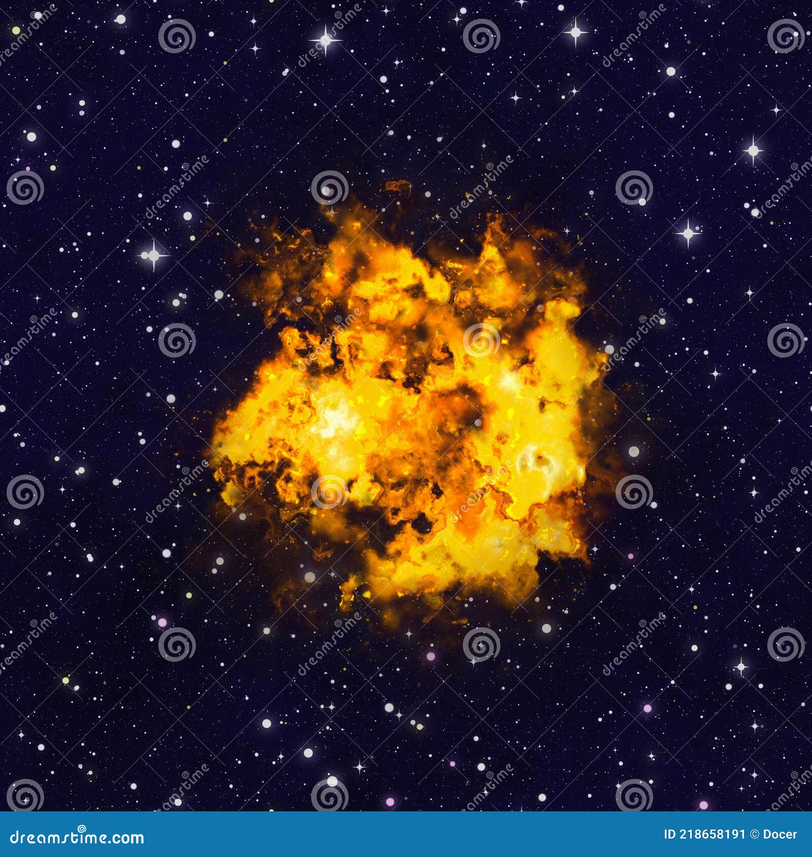 Bright Explosion Flash on a Space Background. Fire Burst Stock Image ...