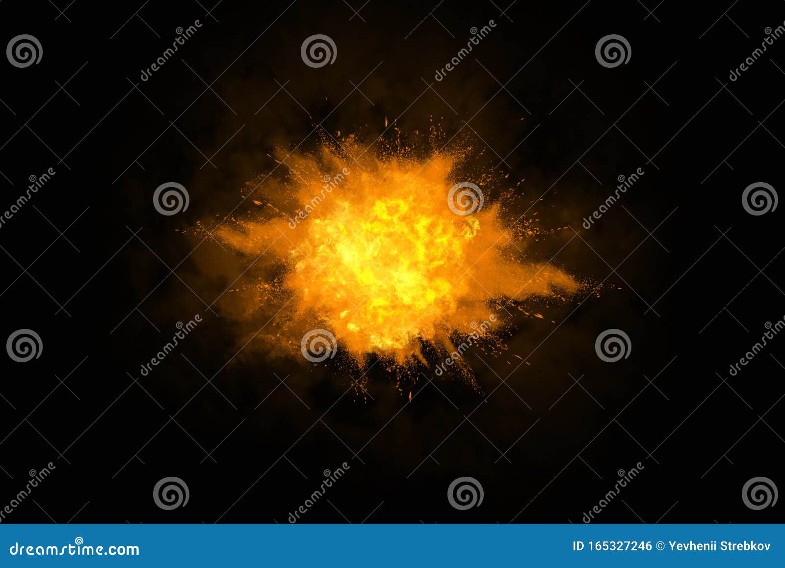 Bright Explosion with Splinters on a Black Background Stock ...