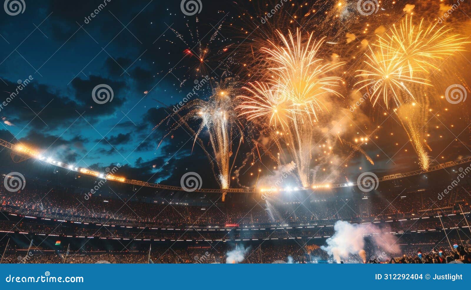 Bright and Explosive Fireworks Lighting Up the Night Sky Above a ...