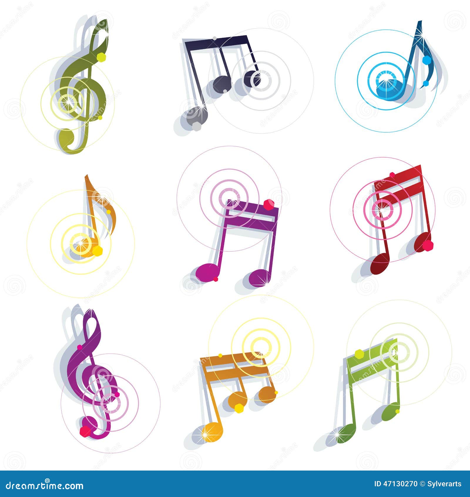 Bright Expressive Jolly Glossy Musical Notes and Symbols Isolate Stock ...